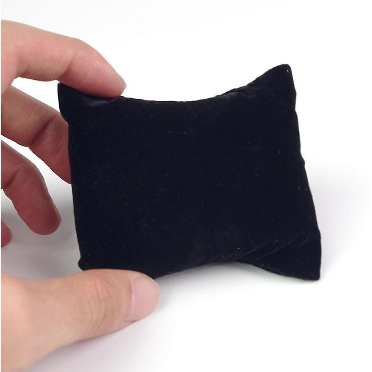 RJ Displays-12 piece pack Black Velvet Jewelry Display Pillow for Bracelet, Watch, Anklet, Bangle, Dangle Earring and Necklace- Size 3.50" x 3.0" inch (12)