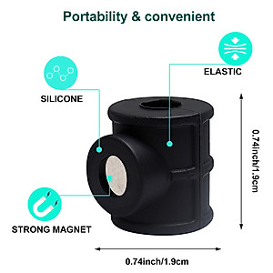 4 Pack Magnetic Pen Pencil Holder - Silicone Adjustable holder fit most pens pencils, Great for Fridges, Whiteboards, Workshops,Offices,Classrooms and Kitchens（Black）