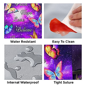 Wuetduz Purple Butterfly Cute Small Lunch Bag for Teen Girls with Strap Insulated Lunch Bag Large Capacity Reusable Lunch Bags for Adult Kids School Work Women