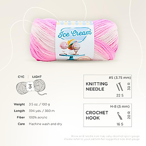 Lion Brand Yarn (1 Skein) Lion Brand Yarn Ice Cream Baby Yarn, Birthday Cake Multicolor