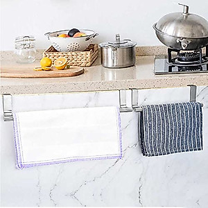 2 Pack Towel Rail Wall Mounted Tea Towel Holder Stainless Steel Bathroom Towel Holder Without Drilling Over The Door Towel Rail for Kitchens and Bathrooms Over The Door Towel Rail