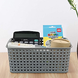 Qqbine Plastic Woven Basket, Plastic Weave Organizer Bins, 6 Packs