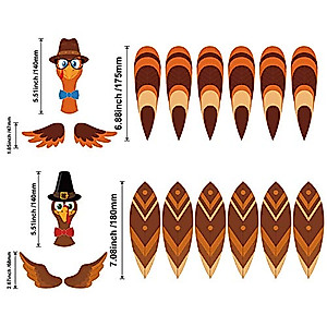 Konsait Thanksgiving Pumpkin Turkey Making Kit, Thanksgiving Turkey Craft for Kids, 6 Turkeys Fall Decor, for Give Thanks Thanksgiving Party Fall Turkey Craft Thanksgiving Party Games Accessories