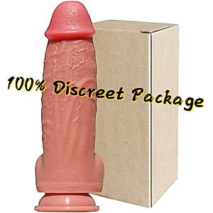XXXL Realistic Dildo 3.1 Inch Diameter Double Layer Design 12 Inch Long Huge Thick Penis Silicone Material Big Dick Cock Adult Sex Toy Strong Suction Cup 2 Balls for Experienced Women