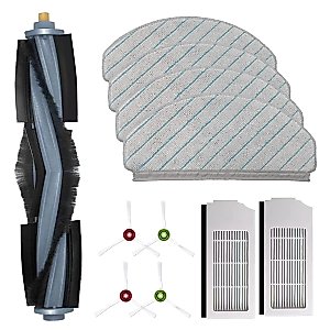 VACUSHOP Replacement for Robot Cleaner Ecovacs T10 Plus Accessories Reusable Hard Floor Expert Wet Compatible Microfiber Soft x1 Main Brush x4 Mop Pad x2 Filter x4 Edge Brush Set (11Set)