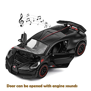 Bugatti Divo Diecast Metal Model Cars for Boy Toys Age 3-12 Pull Back Vehicles with Music Doors and Hood Can Be Opened(Black)