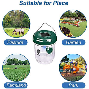 Petoor Wasp Traps for Hunting Wasps, Bees, Hornets, Insects, Yellow Jacket Traps, Wasp Trap Catcher, Reusable Solar Powered Hanging for Outdoor, 2 Packs