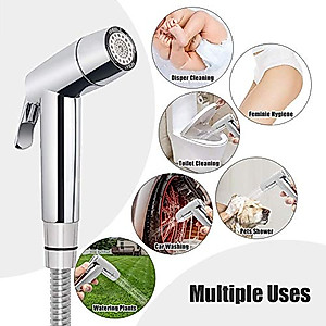 Handheld Bidet Sprayer Toilet Bathroom with Wall Bracket Hose Set, Closestool, Squatting Pan, Water Flower, Floor Cleaning Cloth Diaper for Bathroom Hygiene 3 Set (Note: linker not Included)