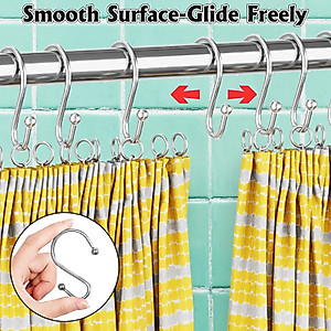 VNDUEEY 15 PCS Silver Shower Curtain Hooks Metal Shower Curtain Rings Shower Hooks, Ornament Hooks for Christmas, S Hooks for Hanging Christmas Stocking, Kitchen S Hooks for Mugs, Pots