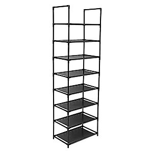 8 Tiers Large Metal Shoe Rack,Durable Organizer Shelf Tall Shoe Rack for Closet 16-20 Pairs Shoes,Stackable Shoe Cabinet Shoe Rack,Black
