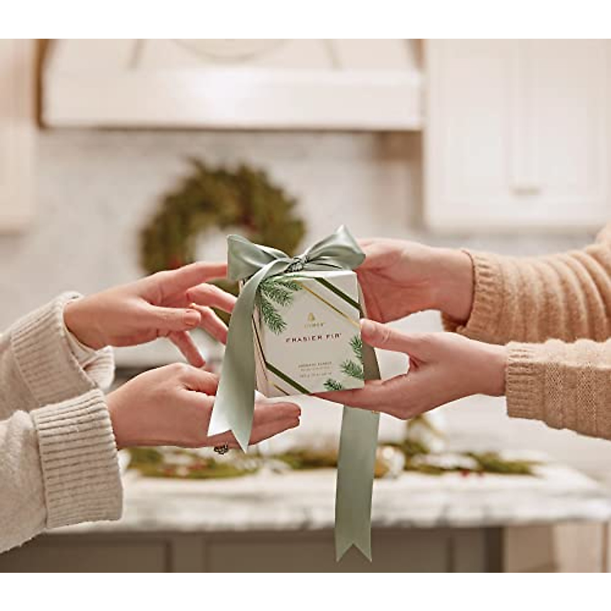 Thymes Frosted Plaid Frasier Fir Candle - 10 Oz Medium Jar Candle