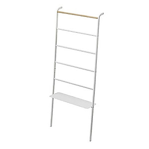 YAMAZAKI home Tower Leaning Ladder With Shelf White