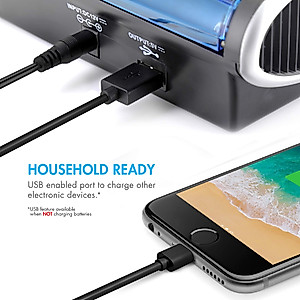 Tenergy Smart Battery Charger for NIMH/NICD AA/AAA/C/D/9V Batteries, LCD Universal Rechargeable Battery Charger with Automatic Charge/Discharge Function & 5V USB Port for Digital Devices