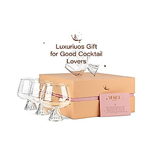 GLASSIQUE CADEAU Venice Goblet Cocktail Glasses for Gin Tonic, Aperol Spritz,Sangria | Modern Glassware Collection | Set of 4 | 17 oz Light Borosilicate Glass Balloons for Home Bar Drinks