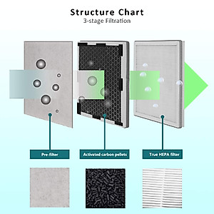 Lhari 3-IN-1 PEAIRFIL True HEPA Replacement Filter, Compatible with Pure Enrichment PureZone Air Purifier PEAIRPLG, 2-Pack