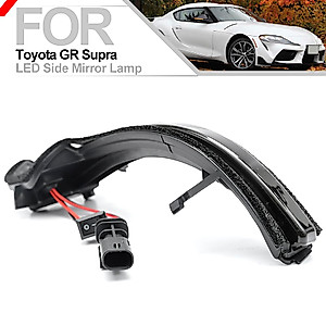 LED Dynamic Side Mirror Turn Signal Lights for 2020-2023 Toyota GR Supra Smoked Lens Sequential Turn Signal Lights Indicator Accessories LED Side Mirrors Marker Lamps