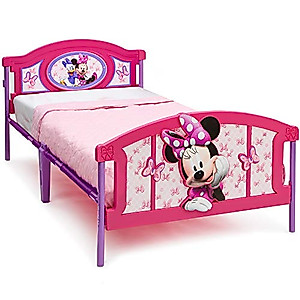 Delta Children Plastic 3D-Footboard Twin Bed, Disney Minnie Mouse Snooze 6 inch Memory Foam Twin Mattress (Bundle)