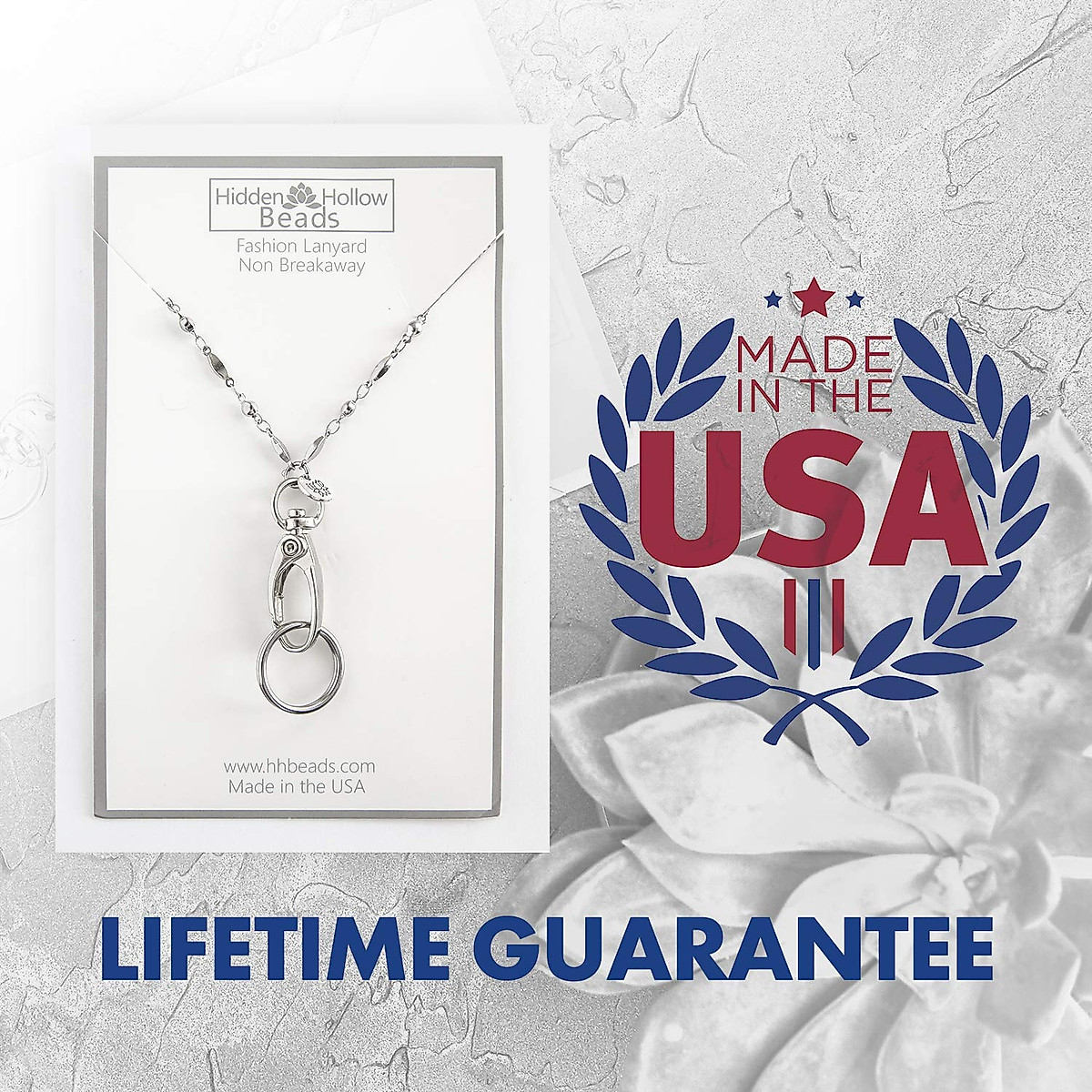 Stainless Steel Chain Women's Lanyard, Stronger, Made in USA, Badge Holder 34 inches, - Stainless Steel - Non Breakaway