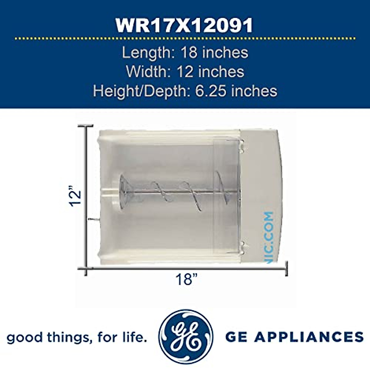 GE WR17X12091 Genuine OEM Ice Bucket Assembly (White) for GE Refrigerators
