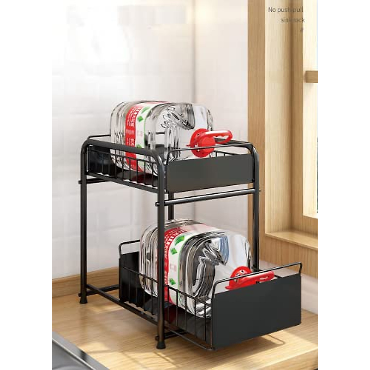 Pull-out Cabinet Organizer Under Sink Cabinet Organizer， with Sliding Storage Drawer, Large Size, Iron material
