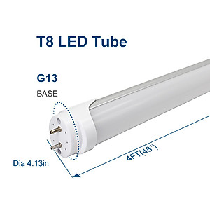 LightingWill LED T8 Light Tube 4FT, Warm White 3000K-3500K, Dual-End Powered Ballast Bypass, 2000Lumen 18W (40W Equivalent Fluorescent Replacement), Frosted Cover, AC85-265V Lighting Fixture, 4 Pack…