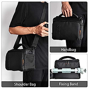 FOSOTO Waterproof (with Rain Cover) Shoulder Camera Case Bag Compatible for Nikon D5600 D750 D3300 Canon Rebel SL2 T7i EOS 80D 60D Sony A77II a68 a99II Travel DLSR SLR Camera Bags
