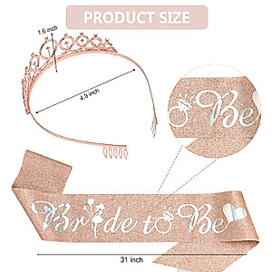 CIEHER Bride To Be, Rose Gold Bridal Shower Decorations, Bridal Shower, Bride Tiara, Cute Bridal Shower Gift for Bride, Engagement Party, Bachelorette Decorations, 2 Piece Set, Crystal