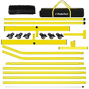 PICKLETECH Pickleball Net Portable Outdoor with Wheels - 22 FT USAPA Regulation Size, Applies to Indoor & Outdoor & Driveway, Pickle Ball Net System with Carrying Bag (Yellow)