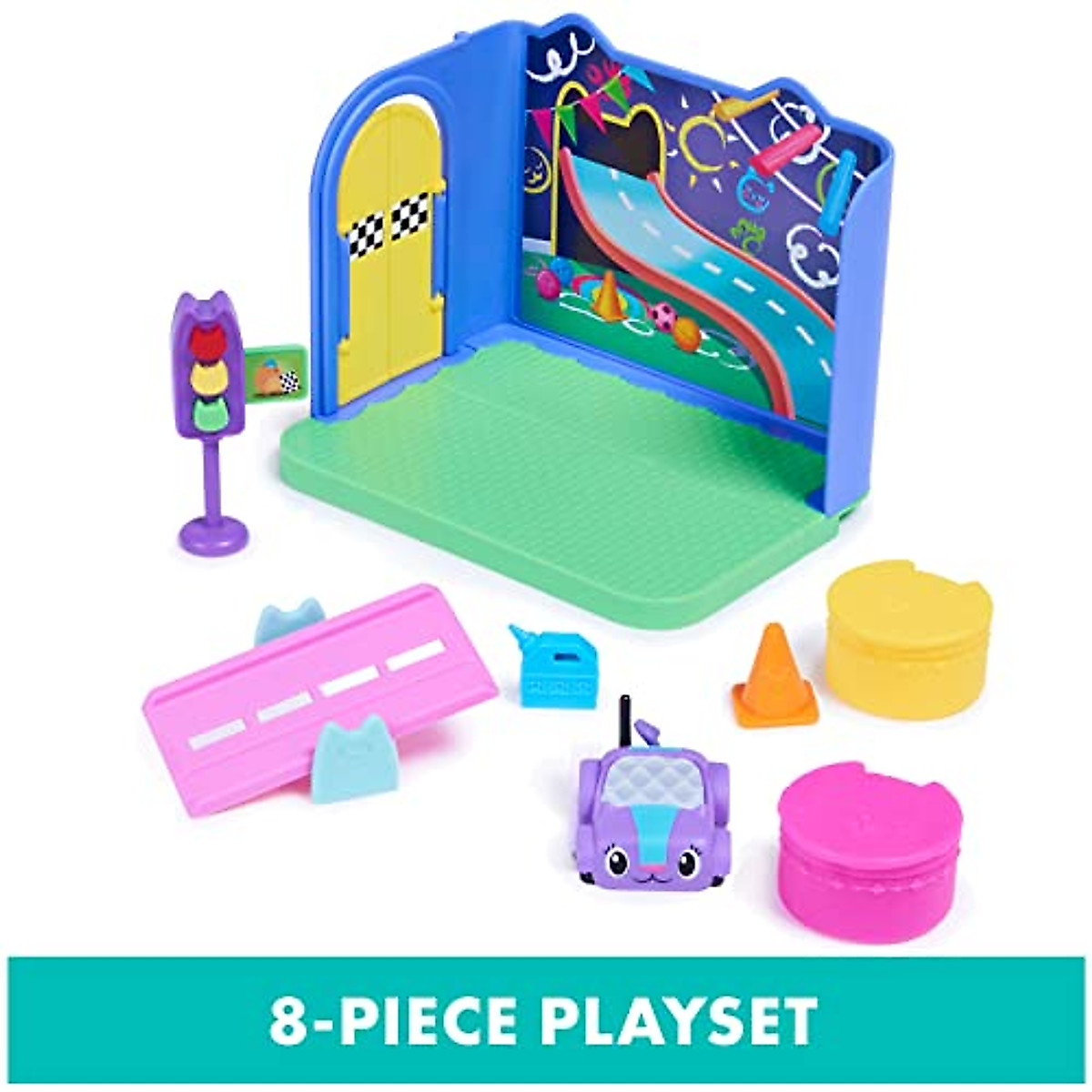 Gabby's Dollhouse, Carlita Purr-ific Play Room with Carlita Toy Car, Accessories, Furniture and Dollhouse Deliveries, Kids Toys for Ages 3 and up