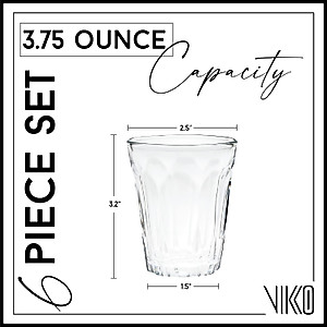 Vikko 3.75 Ounce Shot Glasses, Set of 6 Small Liquor and Spirit Glasses, Durable Tequila Bar Glasses For Alcohol and Espresso Shots, 6 Piece Large Shooter Glass Set