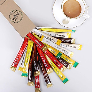 Korean 3 in 1 Instant Coffee Variety Sample Packets with Gift Box Set, Camping Essentials, Maxim Instant Coffee Mix Combination 20 Sticks