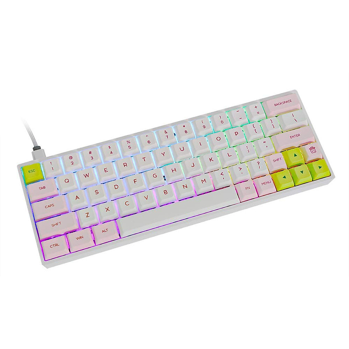 EPOMAKER SK64S Hot Swappable Bluetooth 5.1 Wireless/Wired Mechanical Keyboard with RGB Backlit, PBT Keycaps for Win/Mac/Gaming (Gateron Optical Red, Pink White)