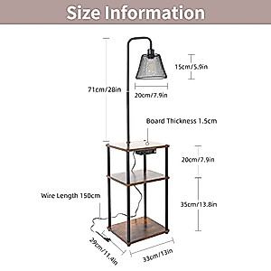 Pazarfami Floor Lamp with Table, Side Table with USB Charging Port and Outlet, Modern Bedside Nightstand End Table with Floor Light for Living Room, Bedroom, Guest Room, Bulb Included