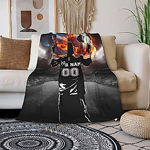 CaomeiWu Custom Soccer Blanket, 40"x50" Flannel Cool Soccers Sports Themed Throw, Soft Nap Throw Blanket for Home Boys Girls Women Men Soccer Lovers Gifts