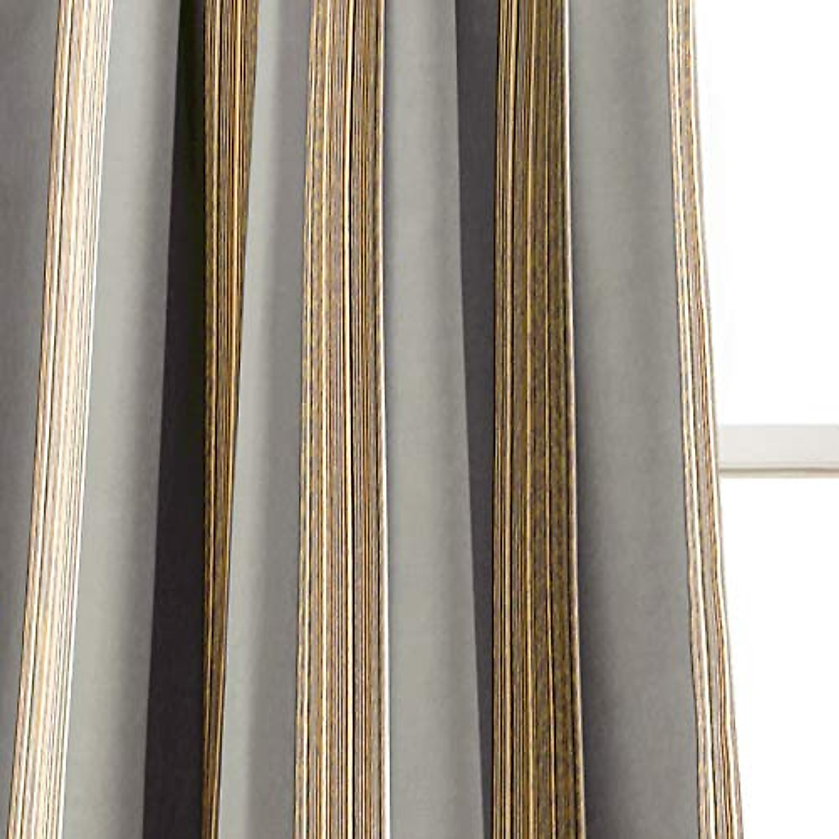 Lush Decor Julia Stripe Curtains | Room Darkening Striped Window Panel Set for Living, Dining, Bedroom (Pair), 84” x 52”, Gray