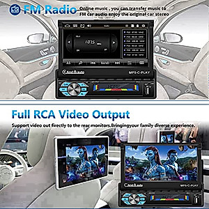 CarThree Single Din Apple Carplay Car Stereo with Bluetooth and Backup Camera, 7inch flip Out Touch Screen Car Radio MP5 Player Support Android Auto,Subwoofer Mirror Link,USB,TF,FM,Aux-in,SWC