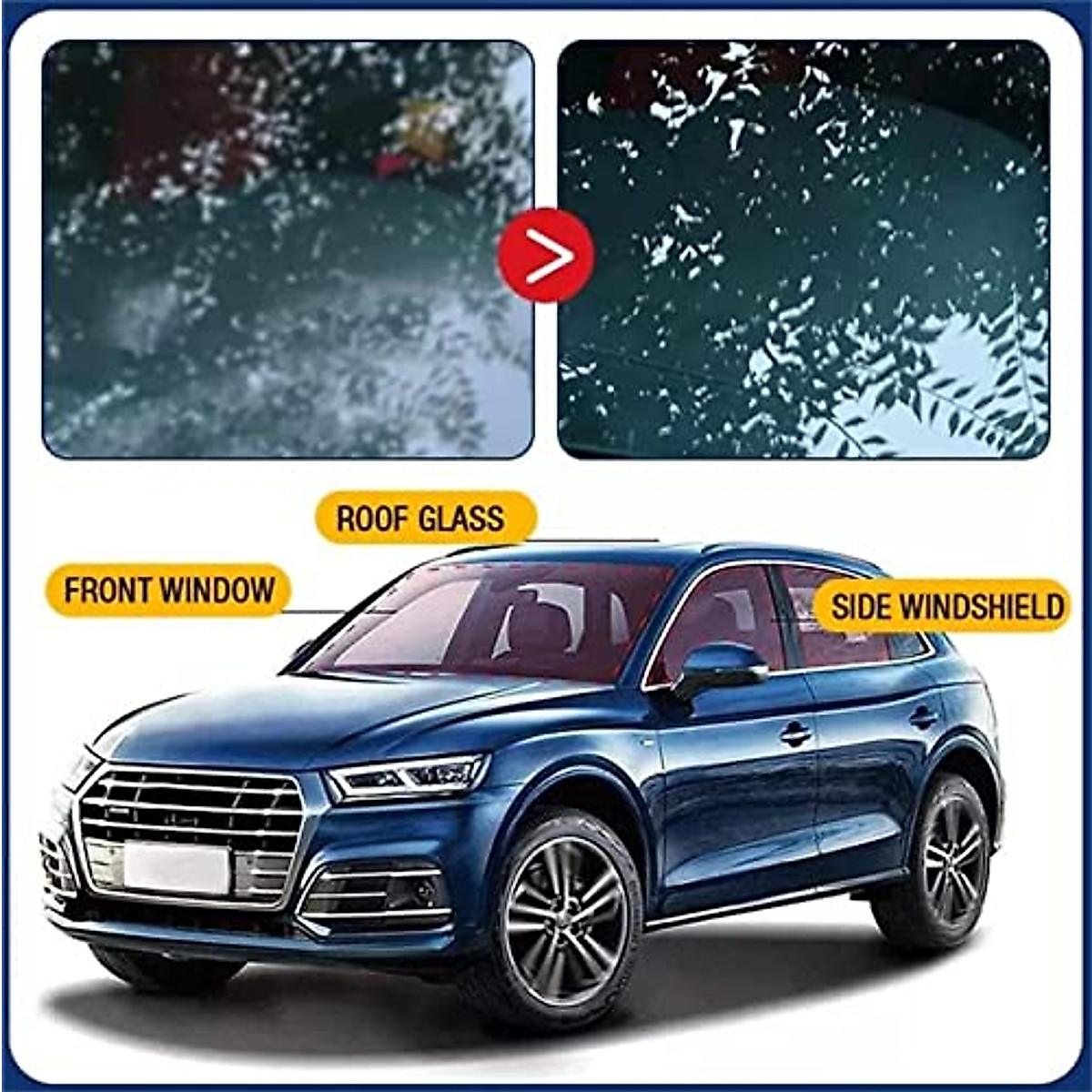 50ml Glass Oil Film Removing Paste, Car Windshield Oil Film Cleaner, Glass Stripper Water Spot Remover, Glass Clear Windshield Cleaner Paste Car Paint Oil Film Remover Paste, with Sponge (2Pcs)