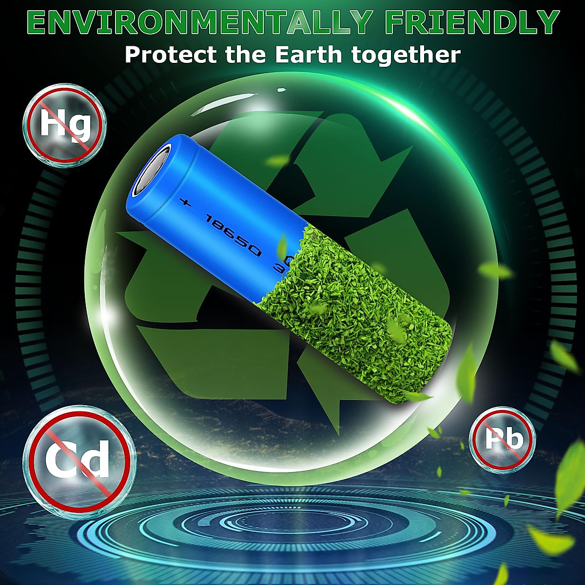 QOJH 18650 Rechargeable Battery, 2Pack 3.7v Lithium ion Battery 18650 3000mAh for Headlamp, LED Flashlight, Solar Lights, Toy, Mini Fans etc (Flat Top)