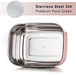 Lille Home Leak Proof Stainless Steel Lunch Snack Containers Set - Ideal for Educational Settings and Daycare - Nesting Trio with Silicone Lids - 47oz+30oz+16oz - Pink