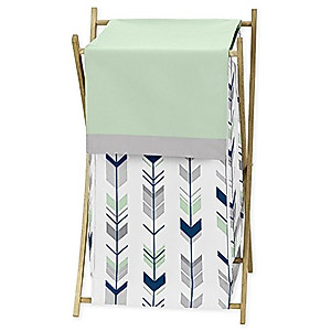 Sweet Jojo Designs Baby/Kids Clothes Laundry Hamper for Grey, Navy Blue and Mint Woodland Arrow Girl or Boy Bedding Sets