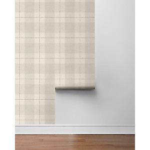 NextWall Lenox Hill Plaid Peel and Stick Wallpaper (Neutral)