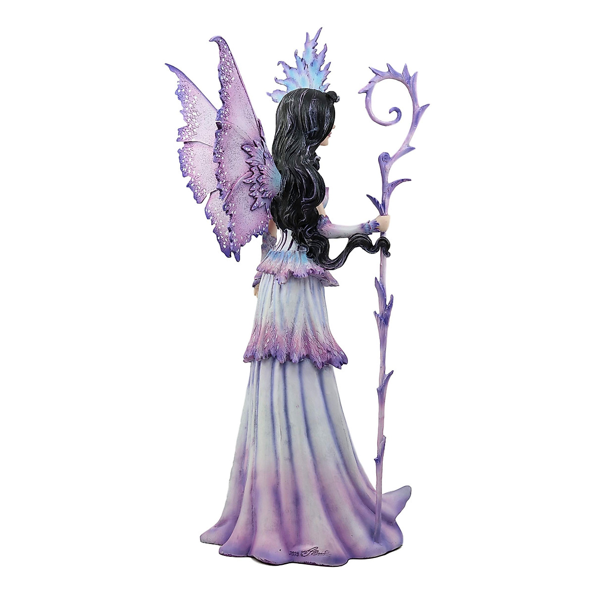 Ebros Large Amy Brown Spring Season Purple Lavender Fairy Holding Curling Magical Staff Statue 17.75" Tall Fantasy Mythical Faery Garden Magic Collectible Figurine Fairies Pixies Nymphs Decor