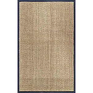 nuLOOM Hesse Checker Weave Seagrass Area Rug, 8' x 10', Navy