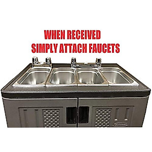 Concession Sinks - Standard Size Electric 3 Compartment with Hot Water for Food Vending Trailer, Hand Wash