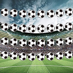 Soccer Banner, Soccer Party Decorations, 32 Pcs Paper Soccer Form a or some String of Soccer Banner, Cheer for Soccer Match and 2022 World Cup, Suitable for Bars, Soccer Decorations for party and Home