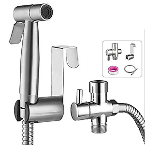 ifgswopq Handheld Toilet Bidet Sprayer Set Anal Vagina Flushing Hygienic Shower Spray Gun Stainless Steel Hand Faucet (Size : Bidet Sprayer Set 1) (One Color Bidet Sprayer Set 1)