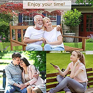 Outdoor Patio Bench Furniture Wooden Bench Wicker Bench Farmhouse Bench W/Backrest &Wide Armrest Natural Oiled for Park Yard Large Bench Garden Bench, (Natural