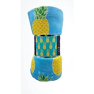 Summertime Whimsy Plush Fleece Throw Blanket (50" x 60") - Pineapple