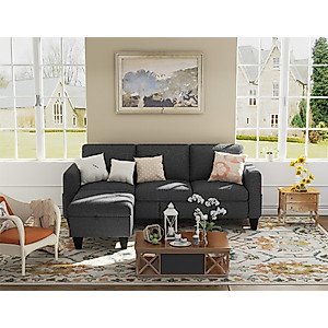 Woyomeub Sectional Sofa Couches for Living Room: Convertible L Shaped Couch with Storage Ottoman - Grey Small 3 Seater Sofas Furniture Set for Small Space