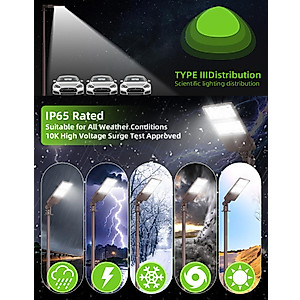 OPENLUX 480V 320W LED Parking Lot Light with Photocell 48000LM 5000K LED Shoebox Light Pole Flood Fixture IP65 Commercial Area Lighting Arm & Slip Fitter in 1 Mount, AC277~480V